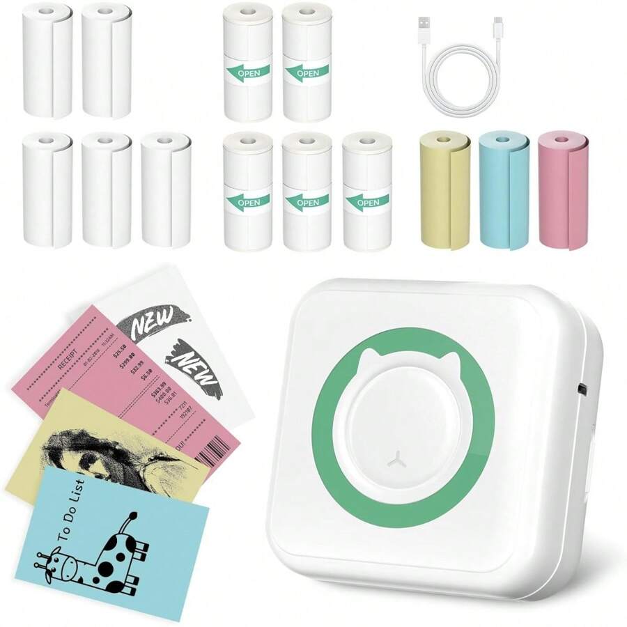 Portable Printer Mini Thermal Printer, Mini Inkless Sticker Printer BT ...