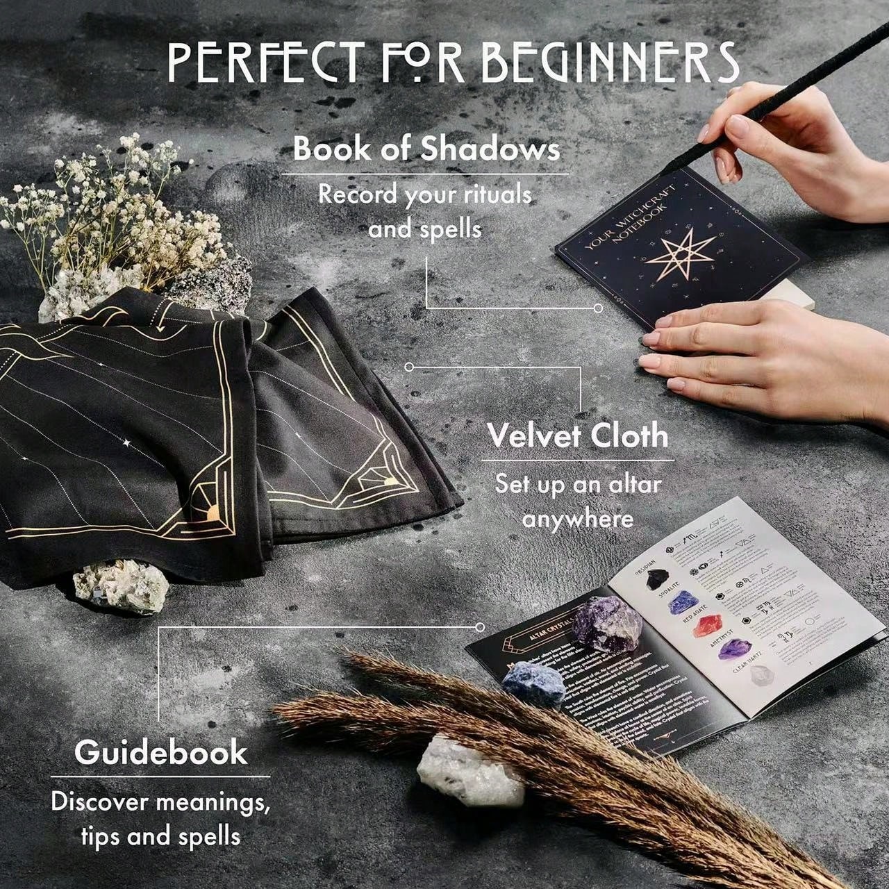 Witchcraft Set: Rock Crystal Witchcraft Altar Starter Set, Equipped ...