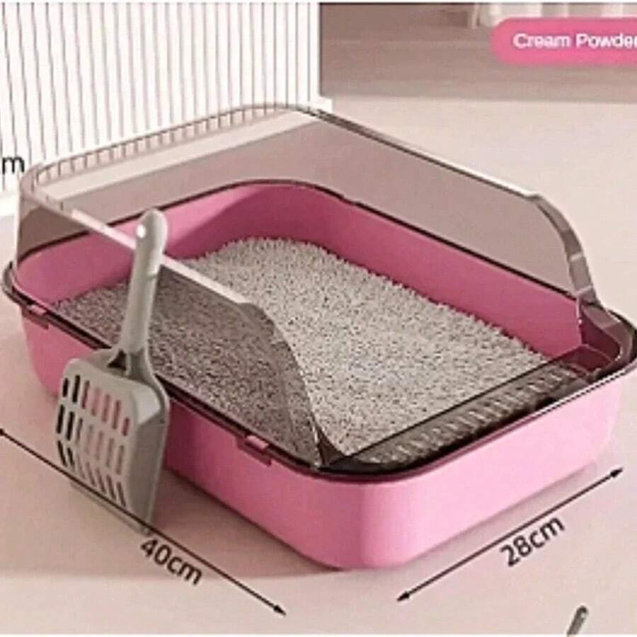 Cat Litter Box Thickening Kitty Sandbox Semi-Enclosed High Side ...