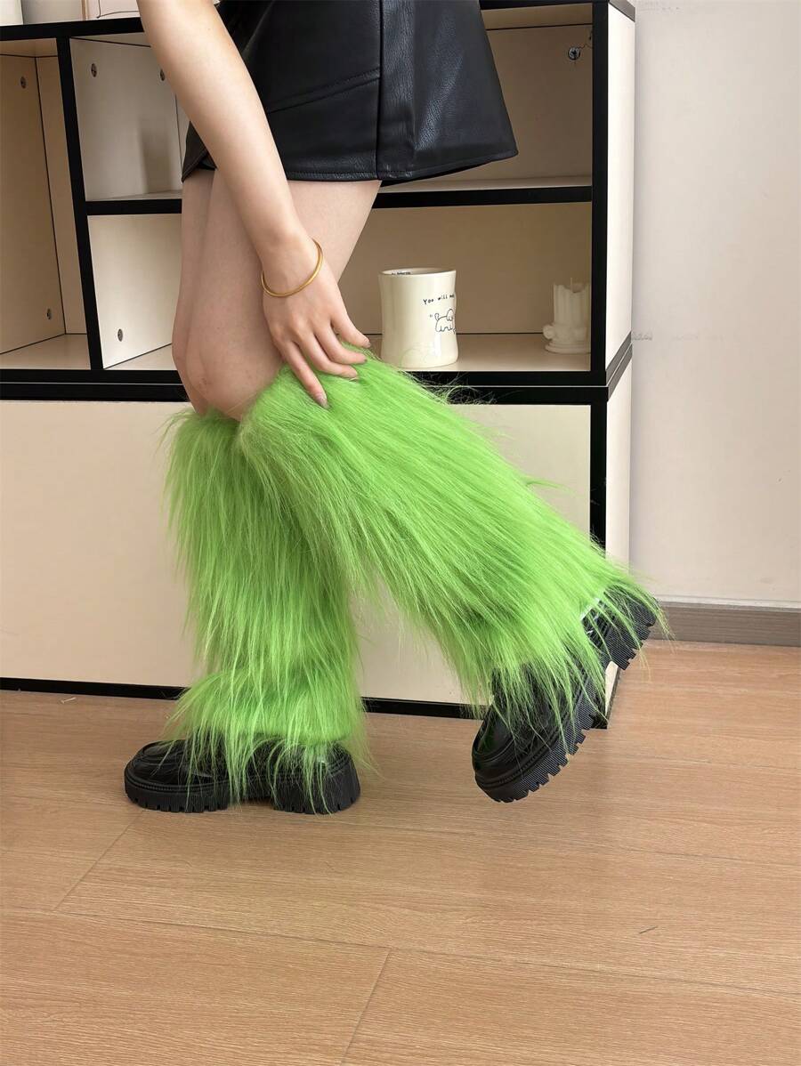 1pair Autumn And Winter Thickened Warm Hottie Furry Leg Covers A ...