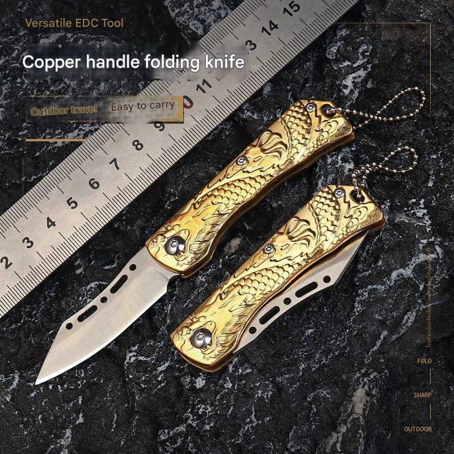 Outdoor Folding Knife EDC Brass Cast Steel Folding Knife Portable ...