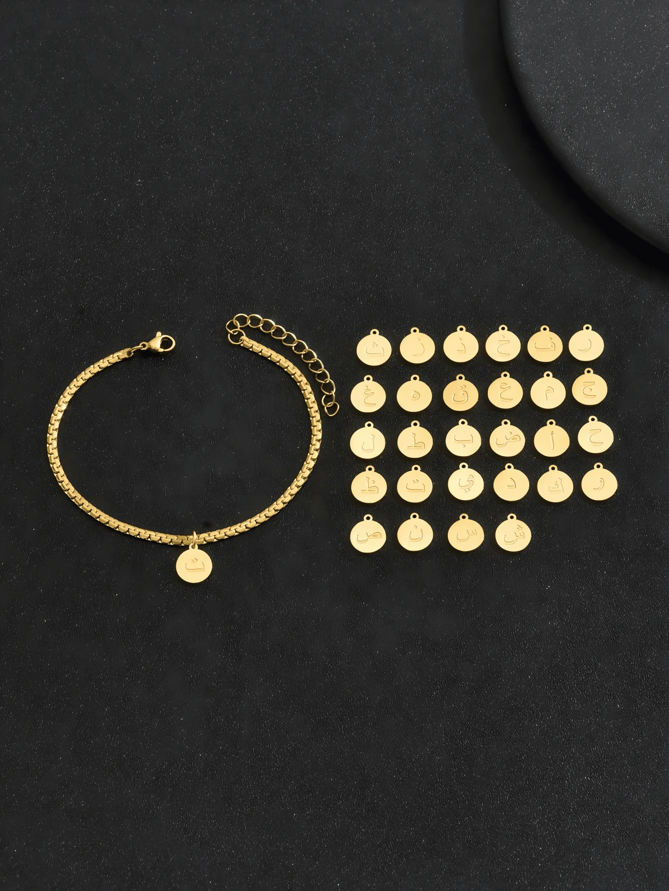 1 Pc Fashionable And Novel Flat Bead Chain Arabic Text Anklet Stainless ...