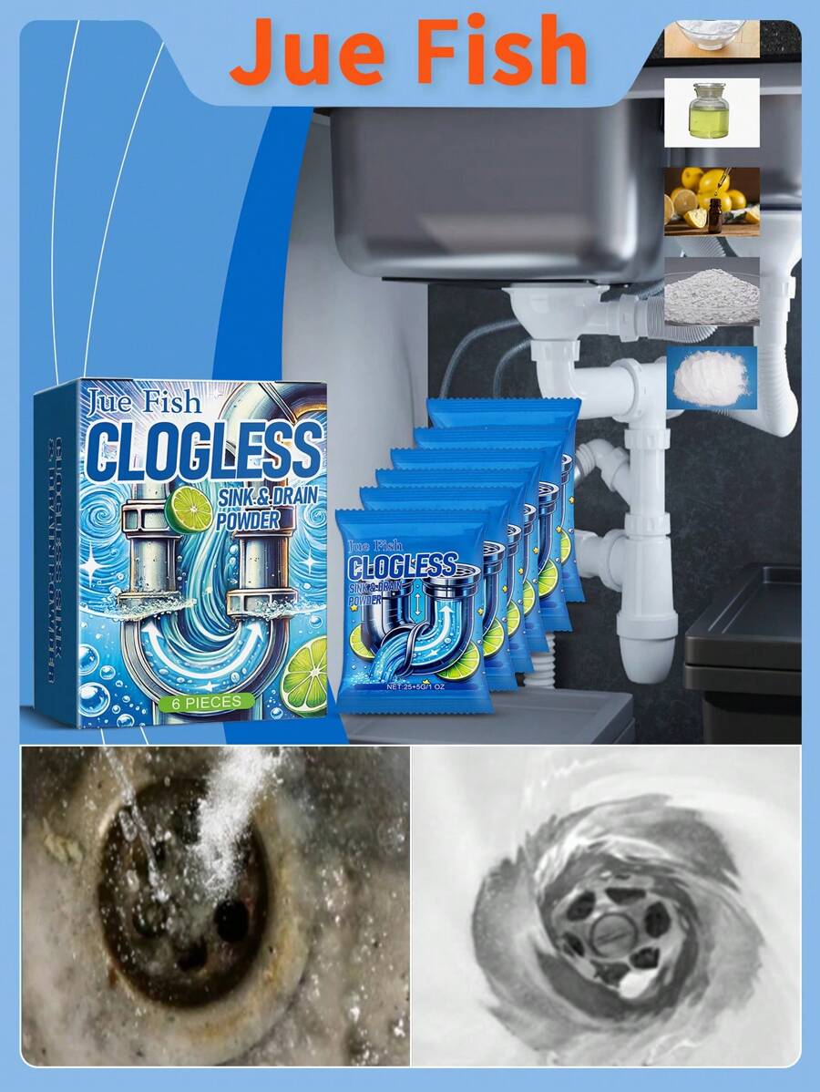 1 Box Of 6 Pcs Sewer Dredger, Pipe Blockage Remover, Kitchen And Toilet ...