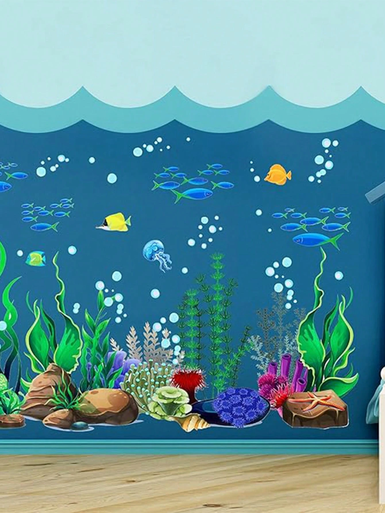 1 Set Classic Style Home Decorations Under The Sea Wall Decals Coral ...