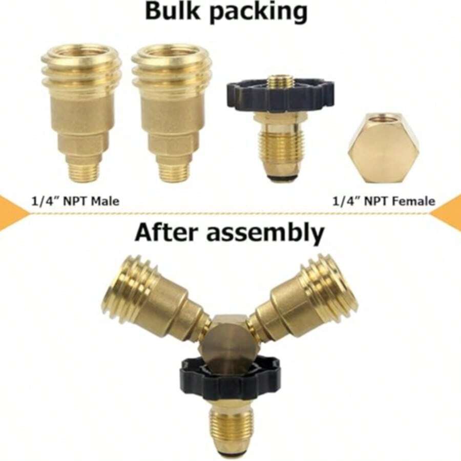 Hooshing Propane Tank Adapter Brass Propane Y Splitter 2 Way POL Tank ...