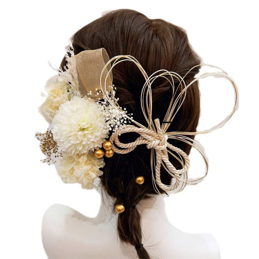 Mizuhiki Gold Leaf Kimono Furisode Hakama Headdress Wedding Shichi-Go ...