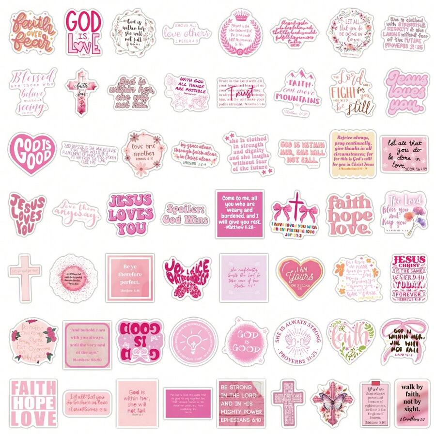 112PCS Pink Bible Stickers Vinyl Aesthetics Stickers, Decals ...
