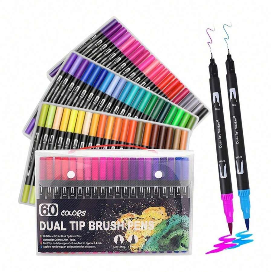 Double-Sided Children's Watercolor Pens, Water-Based Washable Drawing ...