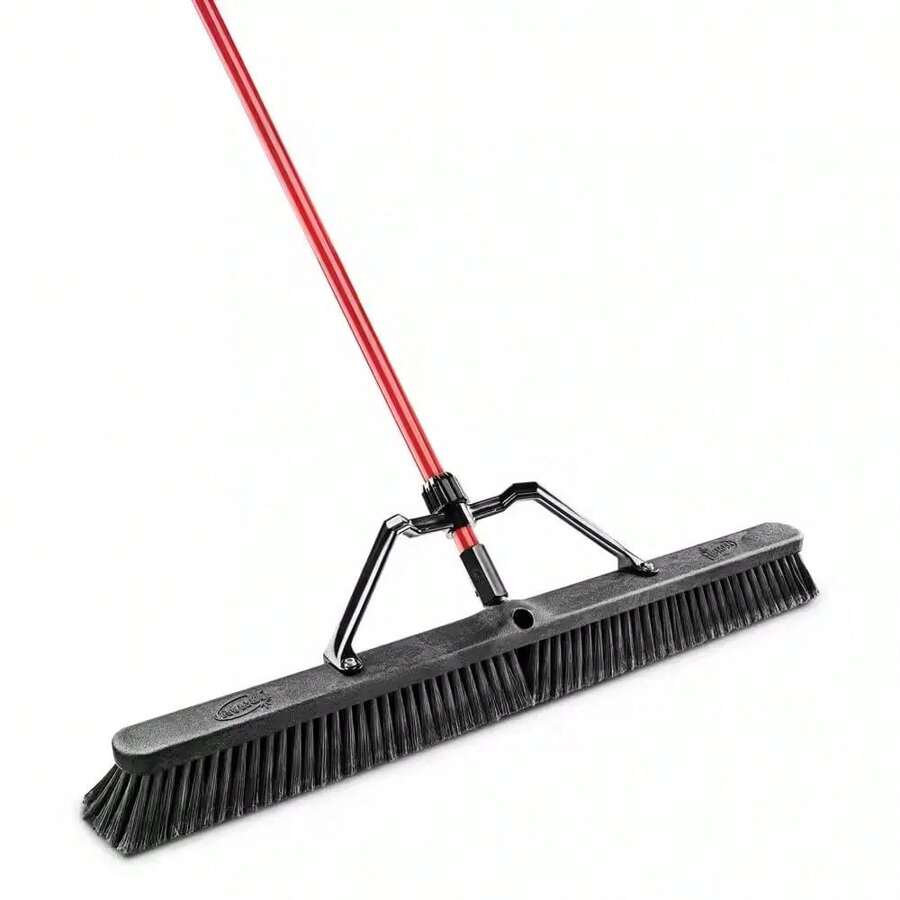 36-Inch Heavy-Duty Push Broom Set With Smooth Surface, Brace, And Steel Grip Handle For Enhanced ...