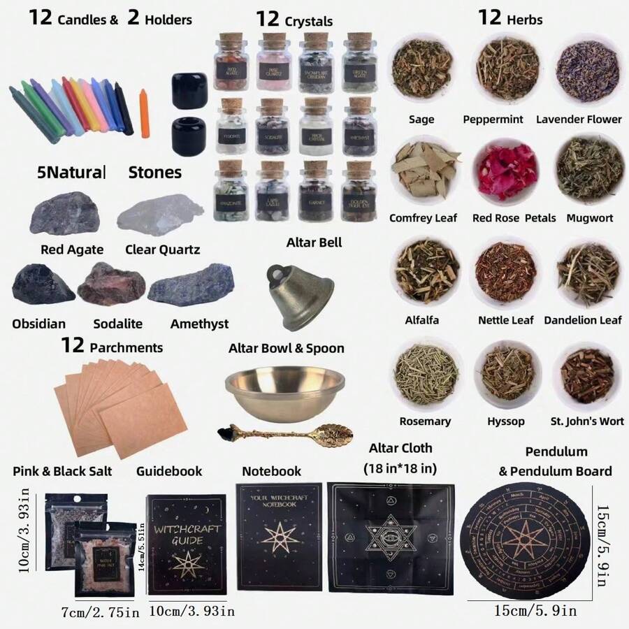 Witchcraft Set: Rock Crystal Witchcraft Altar Starter Set, Equipped ...