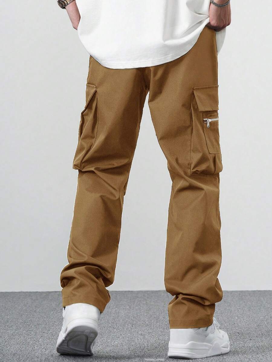 Manfinity EMRG Loose Men's Cargo Pants With Drawstring Waist Baggy Long ...
