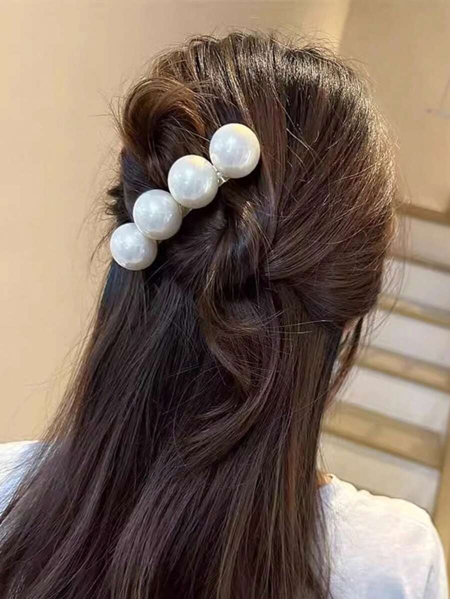 2025 New French Style Big Pearl Hairpin Female Back Of The Head ...