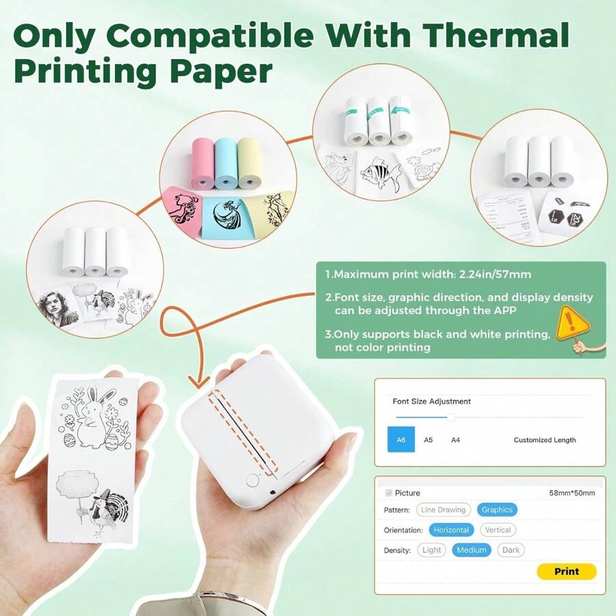 Imprimante portable Mini imprimante thermique, mini imprimante à ...
