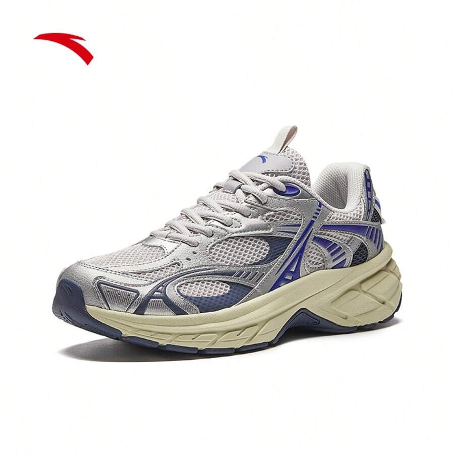 Anta รองเท้าวิ่ง Y2K เรโทรสำหรับผู้ชาย รุ่น AT2002, รองเท้ากีฬาสีเงิน ...