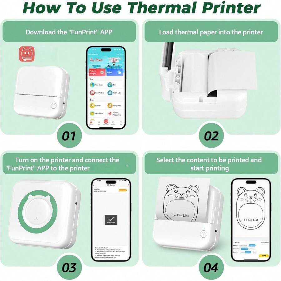 Imprimante portable Mini imprimante thermique, mini imprimante à ...