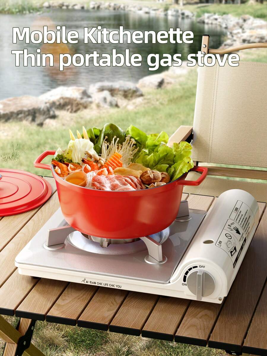 Aoran AORAN Camping Gas Stove, Thin Cassette Stove With Storage Box And Wind Shield, Portable ...