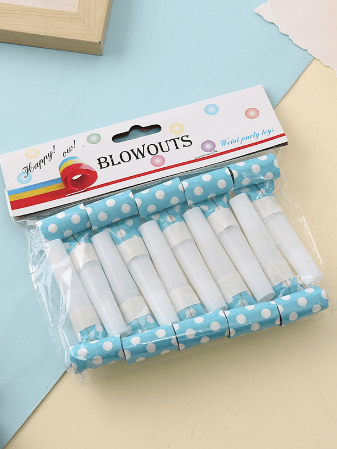 10PCS 6.5cm Simple Whistle Blowing Roll, Dot Colored Paper Head Roll ...