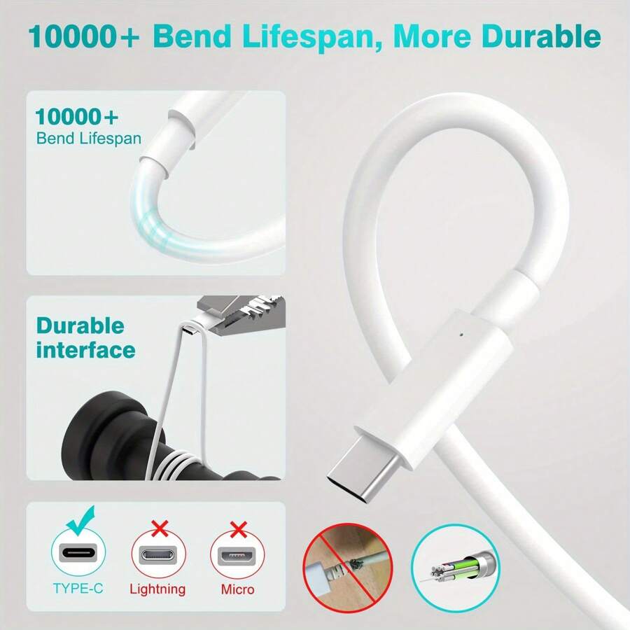 TekaGene Câble de charge rapide PD 100W USB Type C vers Type C 5A 20V Câble de données de ...