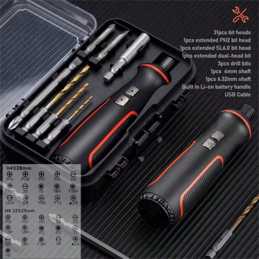 1 Cordless Electric Screwdriver With Lithium Rechargeable Battery, USB-Powered Mini Handheld ...