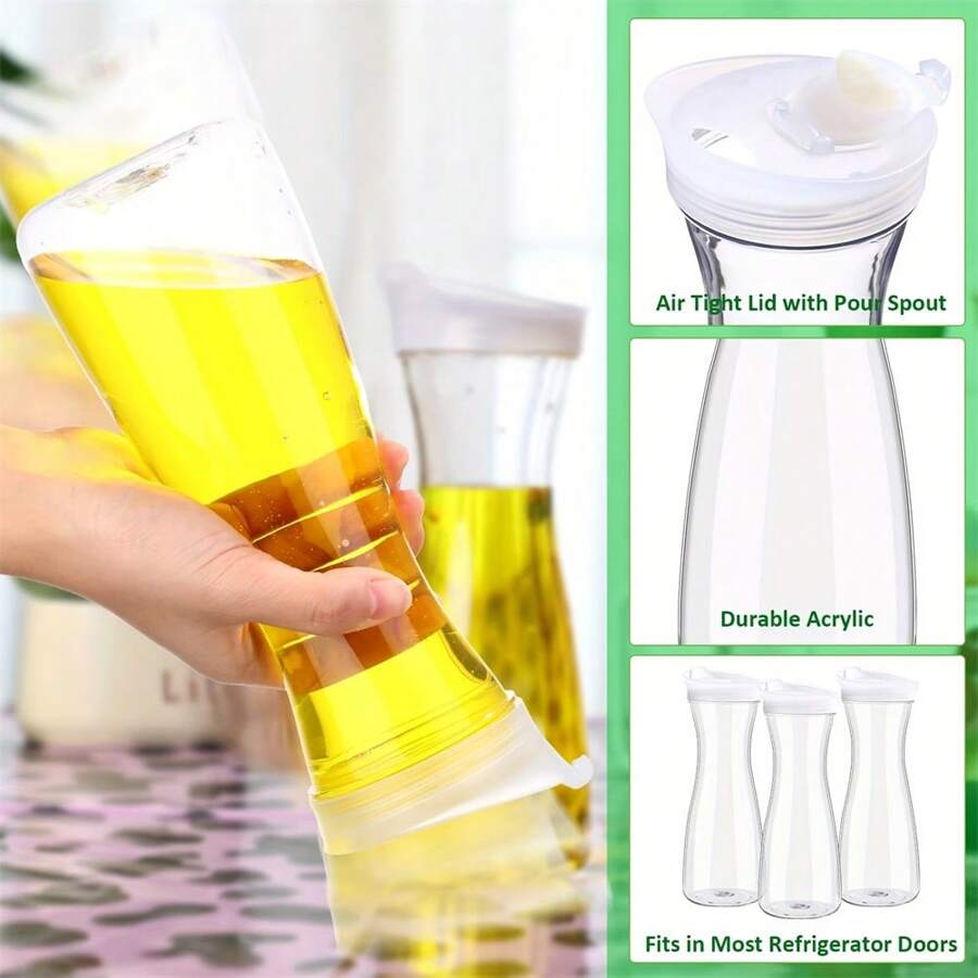 1pc Clear Acrylic Juice Drink Pitcher Carafe Jug Water Carafes For Cold ...