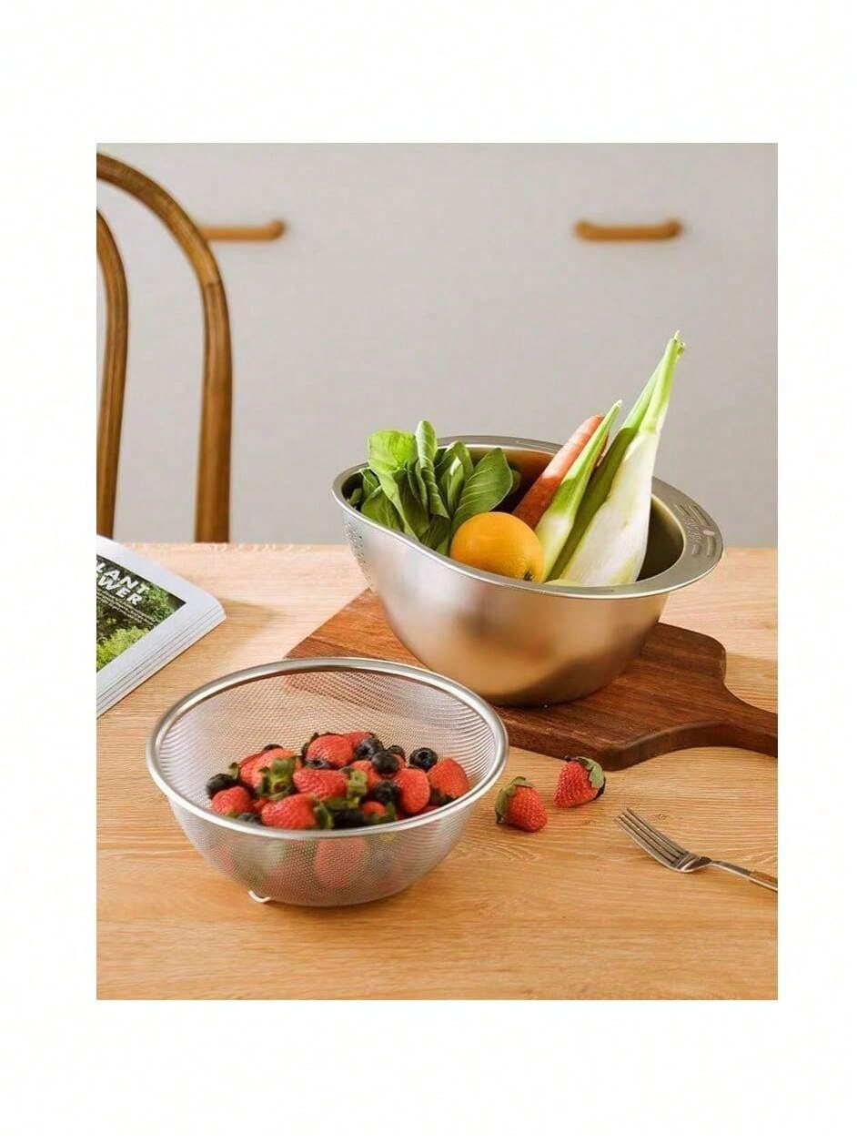 1pc Stainless Steel Multi-Purpose Kitchen Strainer Colander - Ideal For ...