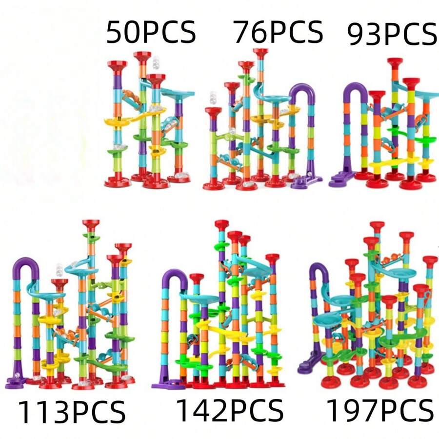 50-197pcs Rolling Ball Tracks Building Blocks Marble Run Maze ...
