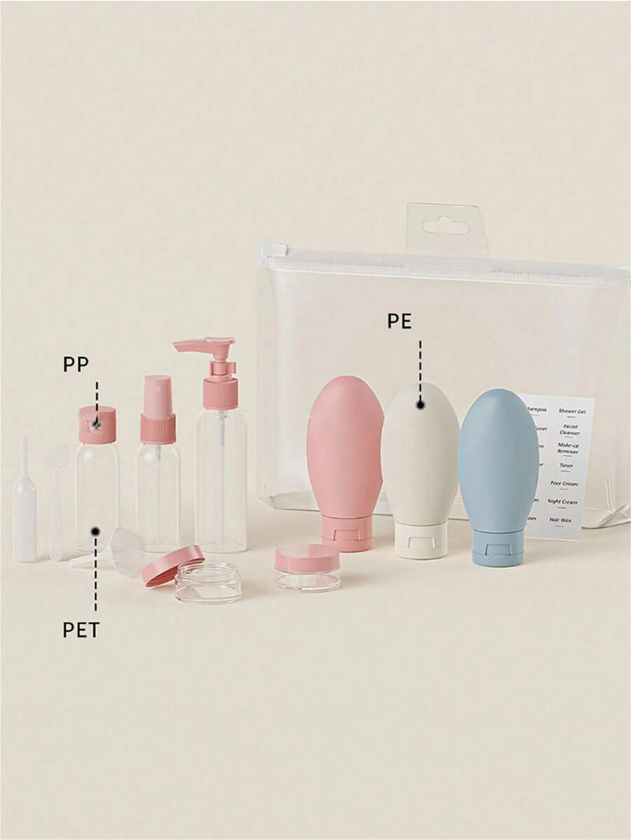 CALINNL Juego de botellas rellenables para viaje con vaporizador, loción, champú, gel de ducha ...