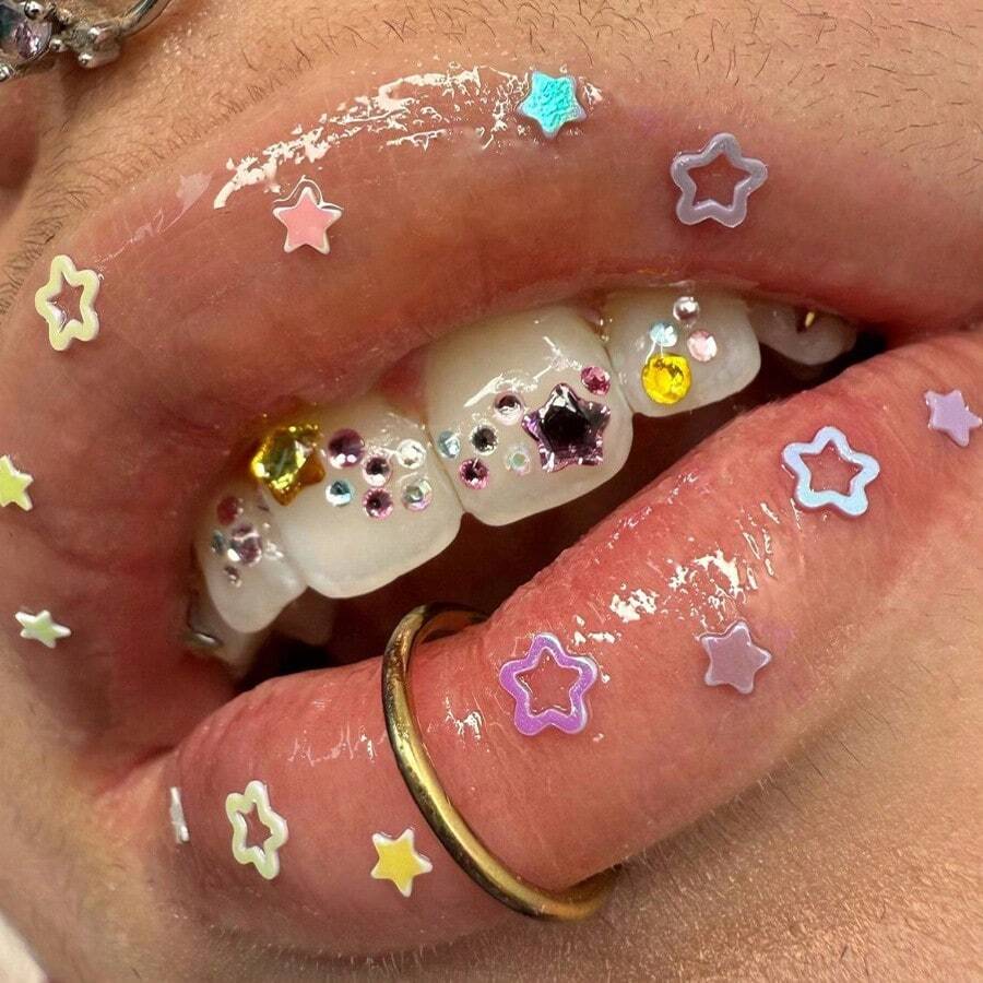 31pcs Rhinestone Stars Colorful Teeth Jewels, Y2K Cute & Glitter Teeth ...