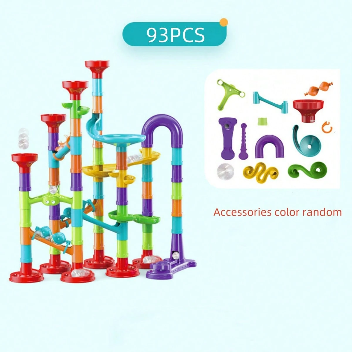 50-197pcs Rolling Ball Tracks Building Blocks Marble Run Maze ...