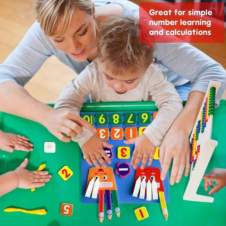 Felt Learning Board Children Educational DIY Toy Addition Subtraction ...