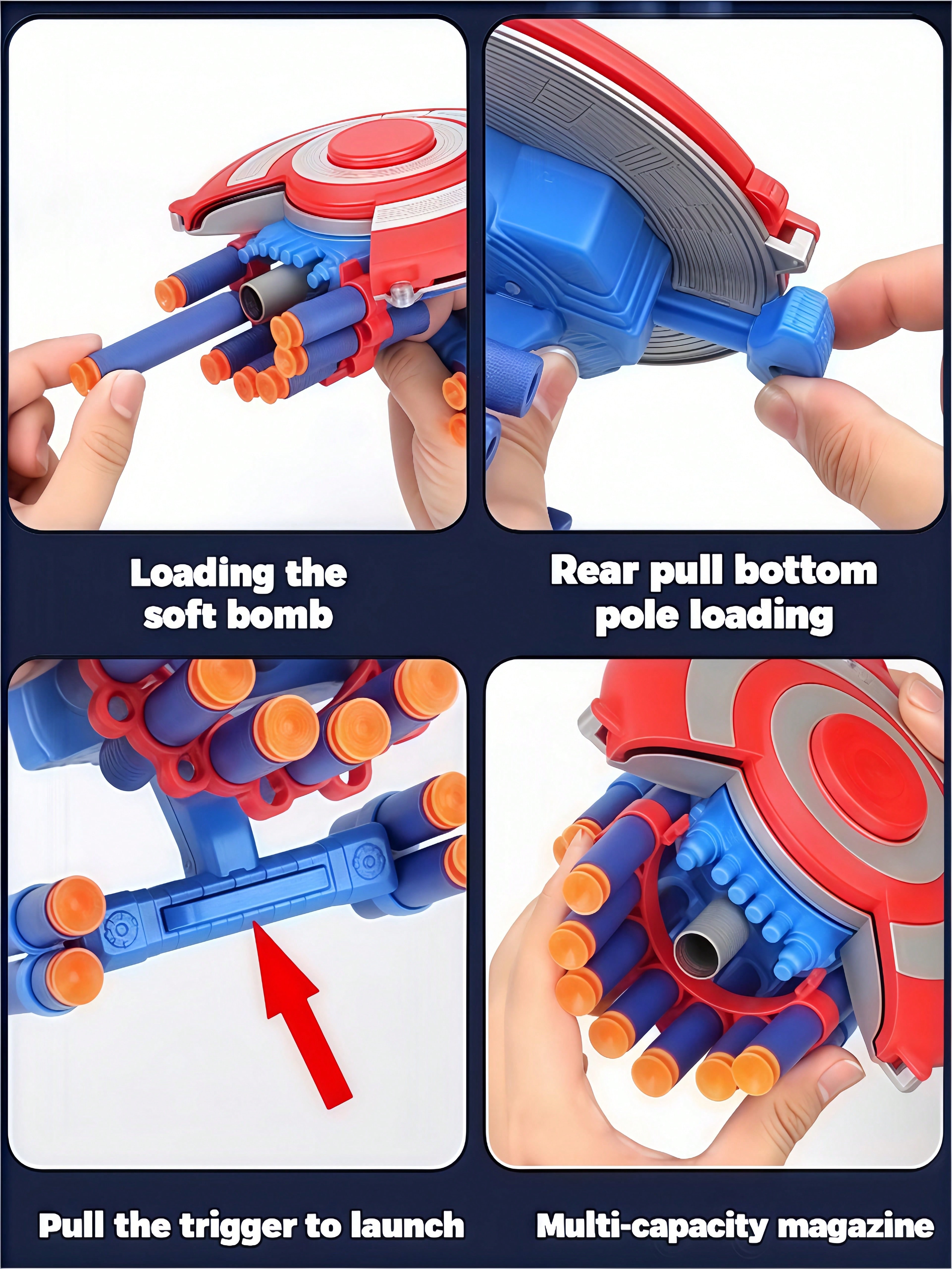 Children's 2-In-1 Shield Launcher Toy, Soft Bullet Transformable Hidden ...