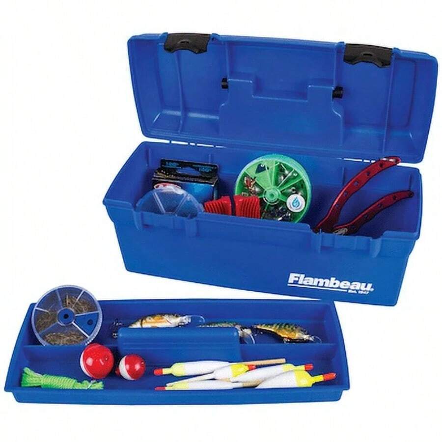 New Outdoors Fishing Tackle Box With Lift-Out Tray, Blue, 13 Inches ...