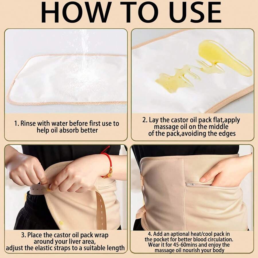 Castor Oil Pack Wrap Kit, 2 PCS Reusable Castor Oil Pack For Neck Waist ...