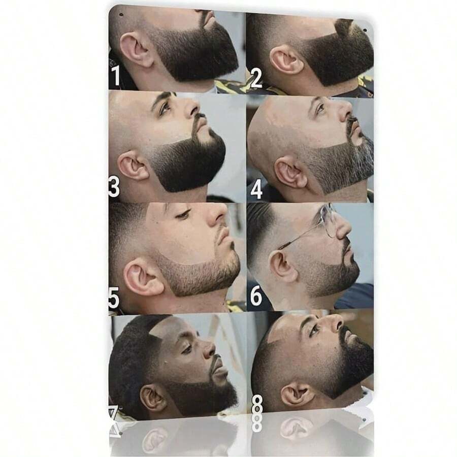 Room Decor 1pc Beard Shaping Guide Metal Tin Sign, 20.32x30.48 Cm Iron ...