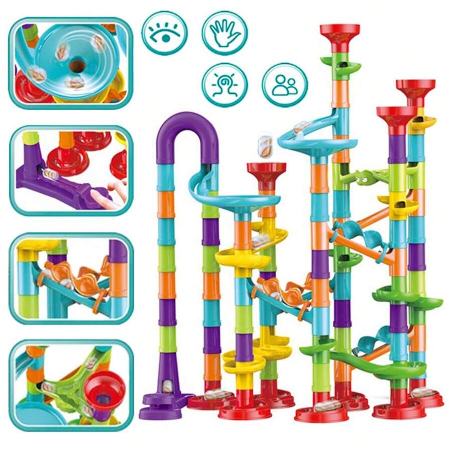 50-197pcs Rolling Ball Tracks Building Blocks Marble Run Maze ...