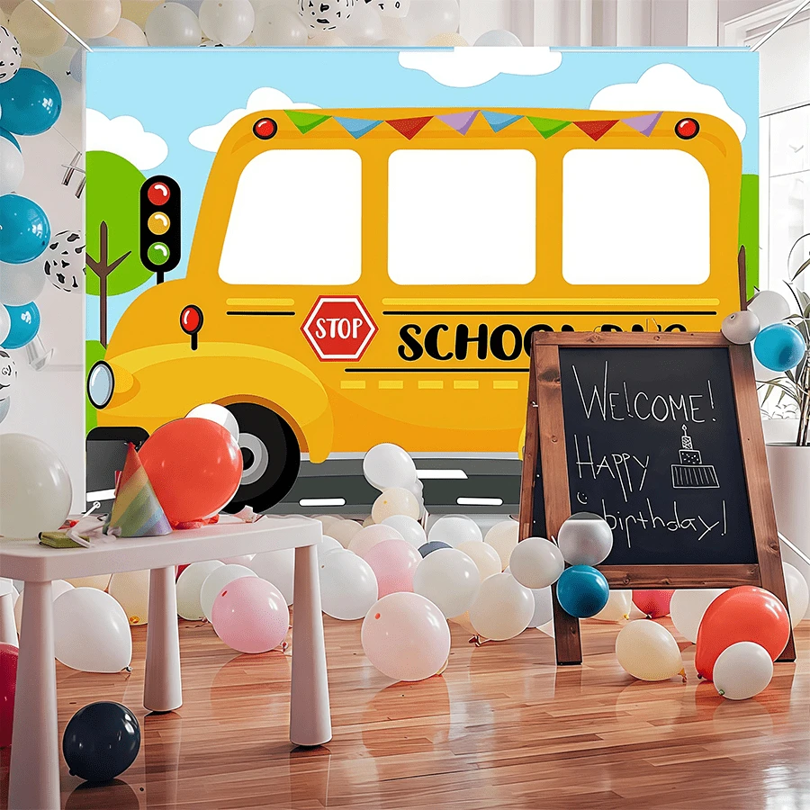 1.5m X 1m School Bus Print Photo Booth Prop, Welcome Back To School ...