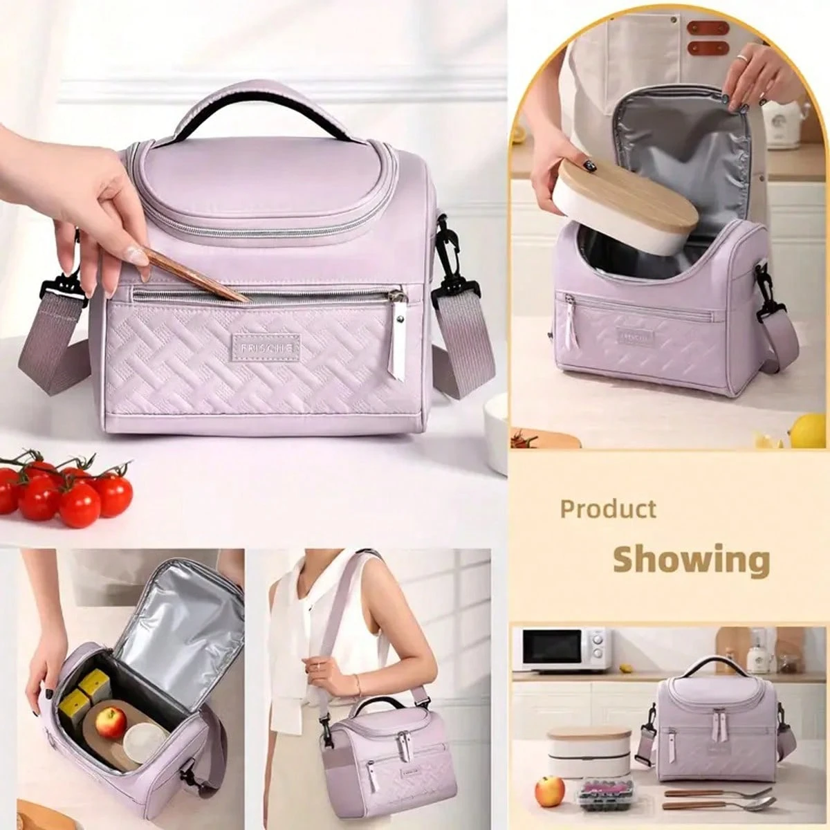 Large Insulated Lunch Bag Cooler Hand Washable Polyester Lunch Box With ...