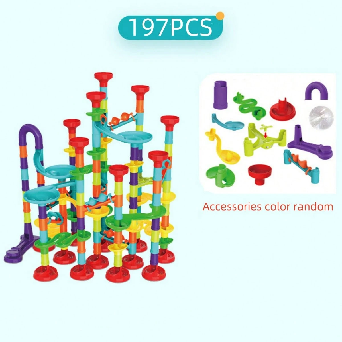 50-197pcs Rolling Ball Tracks Building Blocks Marble Run Maze ...