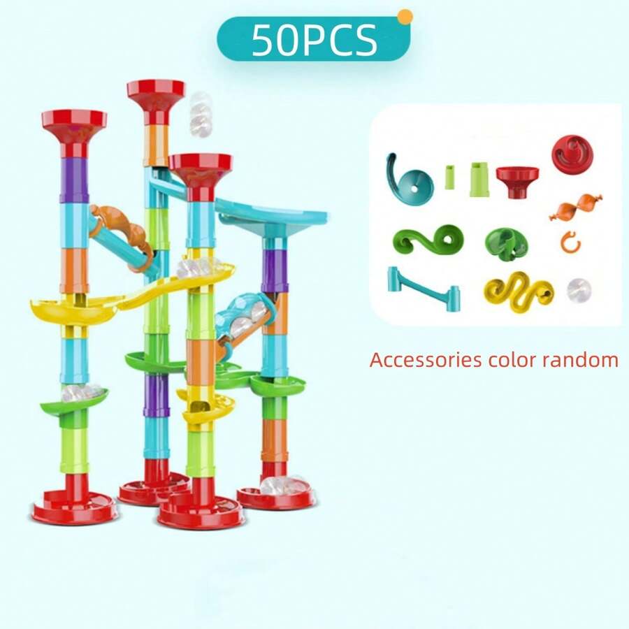 50-197pcs Rolling Ball Tracks Building Blocks Marble Run Maze ...