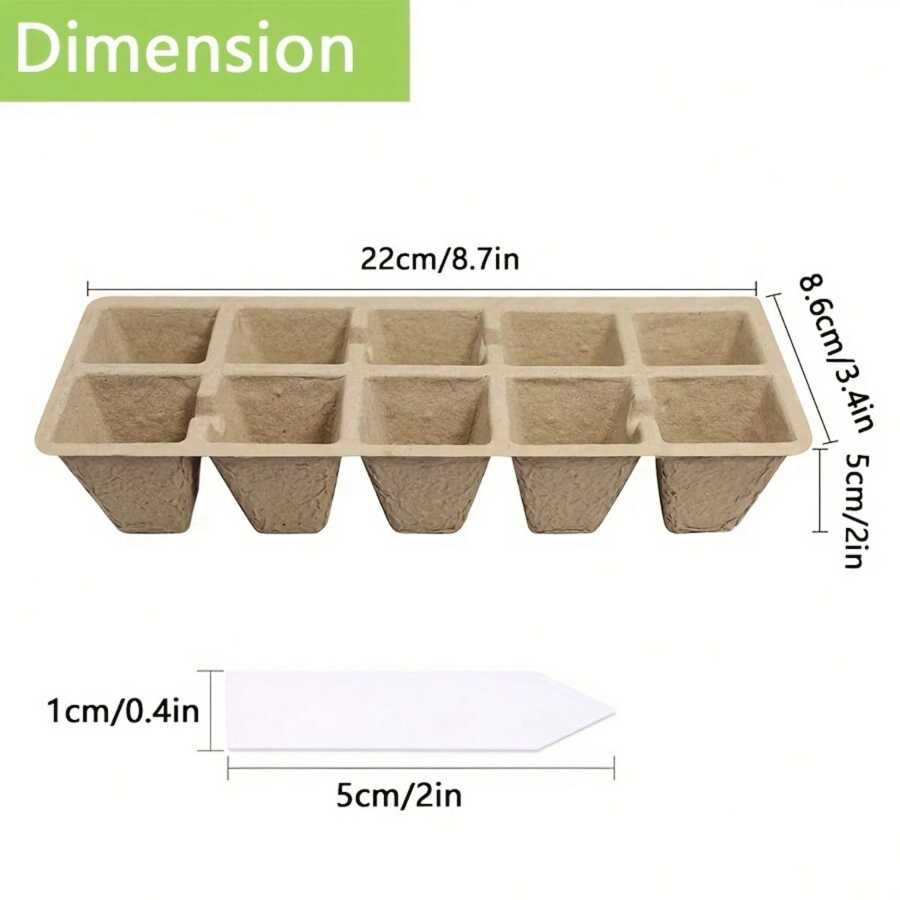 100 Cells Seedling Start Pots Trays With 50 Labels, Peat Pots Seedling ...