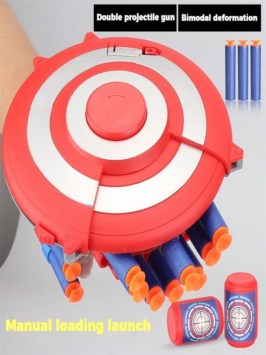 Children's 2-In-1 Shield Launcher Toy, Soft Bullet Transformable Hidden ...
