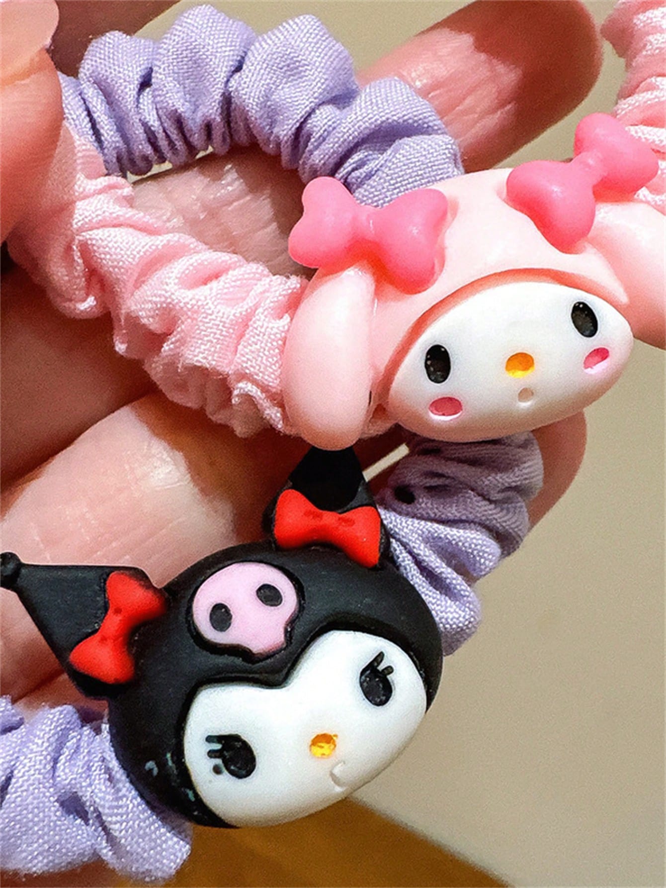Sanrio 6pcs/Set Sanrio Adorable Hair Scrunchies, Styles Include Kuromi ...