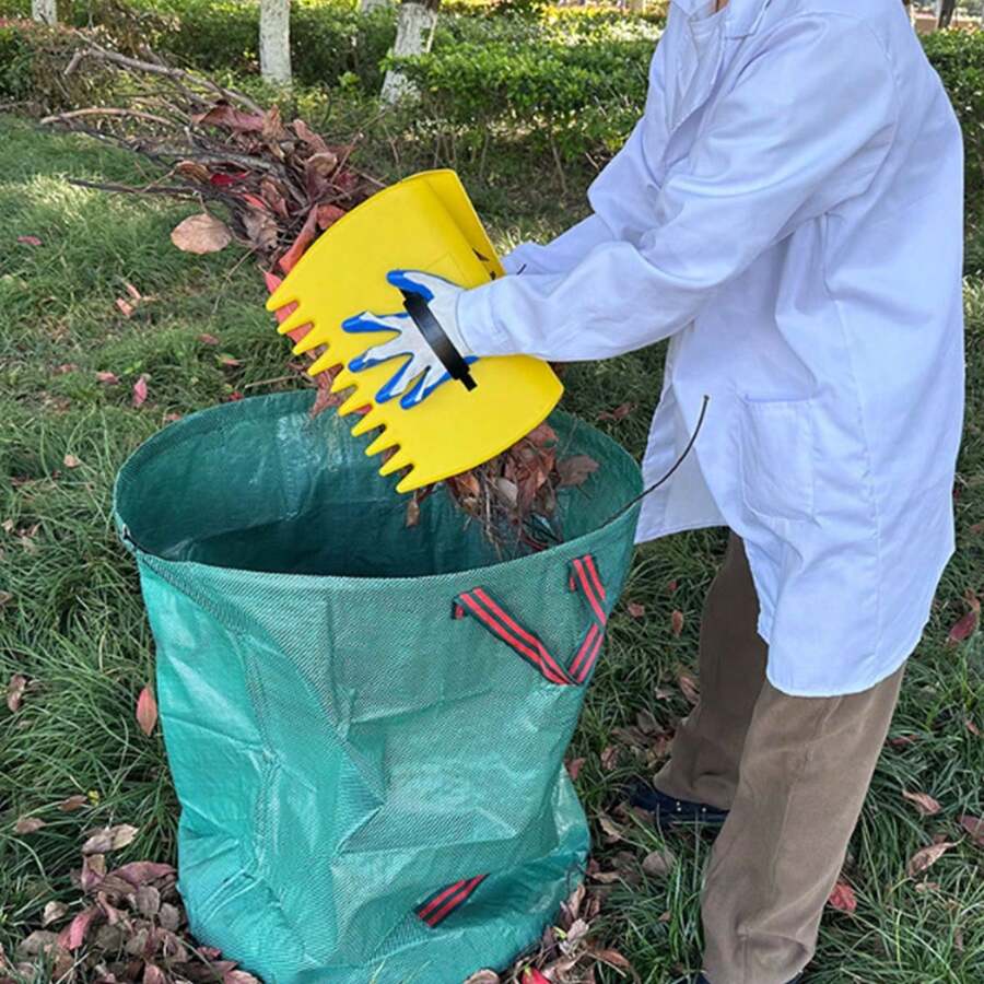 2pcs Yellow Plastic Leaf Scoop Hand Rake - Large Garden Leaf Grabber ...