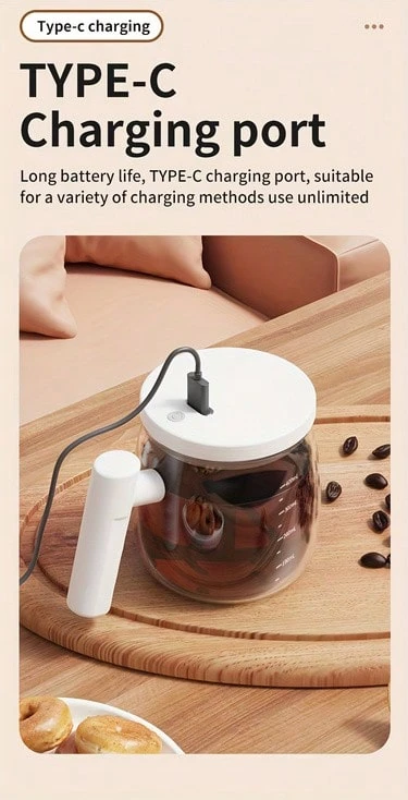 Classic Design Electric Glass Coffee Mug Automatic Mixing Cup With ...