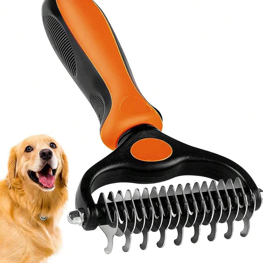 1 Pc Pet Grooming Brush, 2 Sided Undercoat Rake For Dogs & Cats,Rake ...
