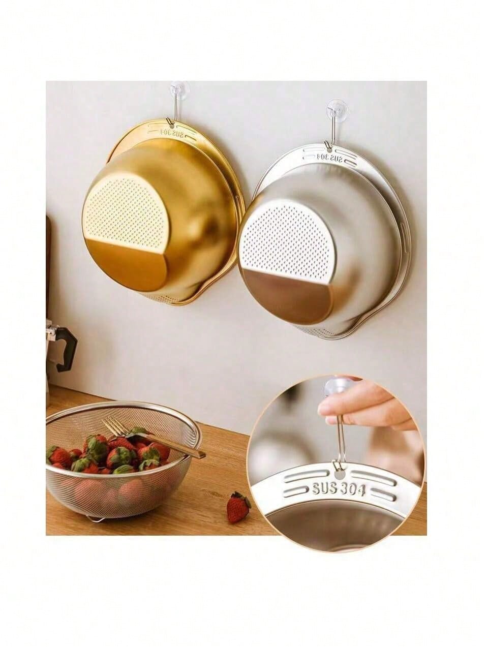 1pc Stainless Steel Multi-Purpose Kitchen Strainer Colander - Ideal For ...