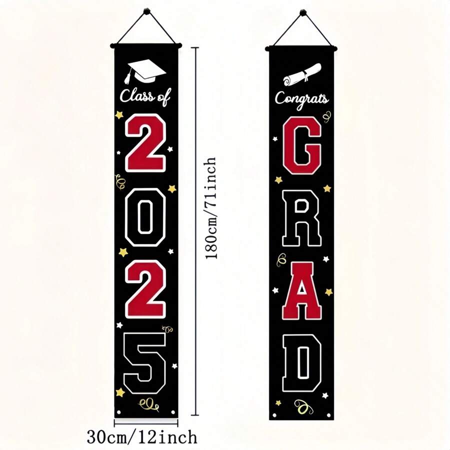 1 Pair Of 2025 Graduation Polyester Banners - Congratulations ...