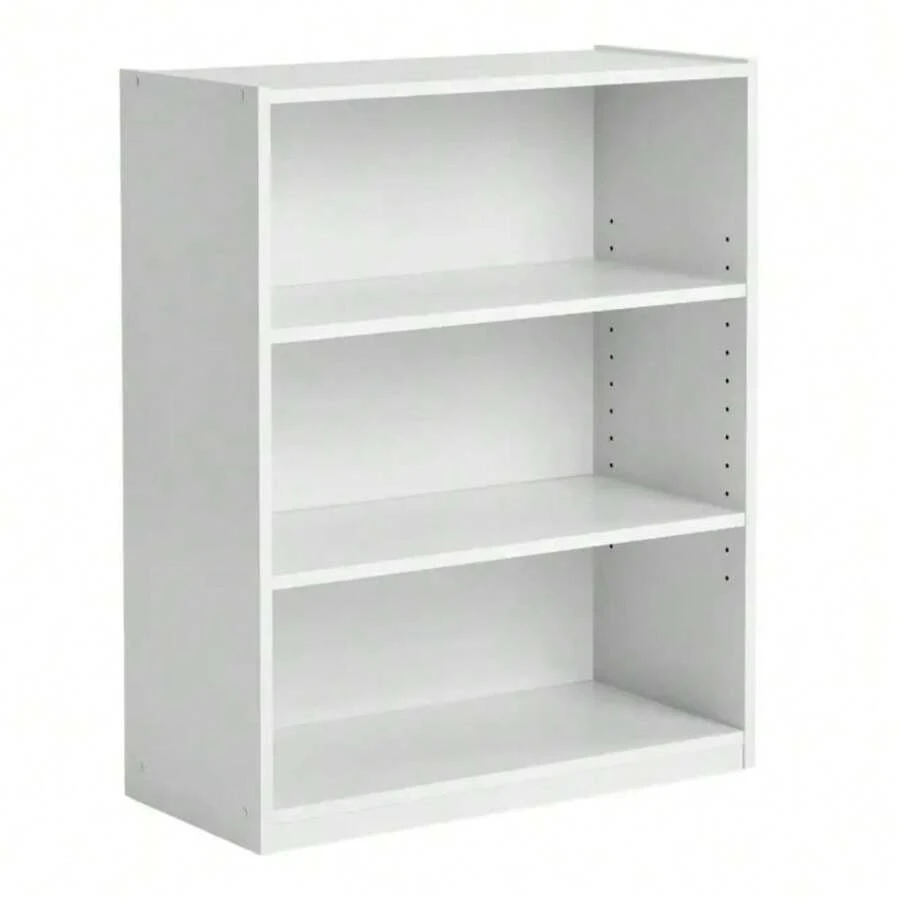 White 3-Shelf Bookcase With Adjustable Shees For Versatile Storage And ...