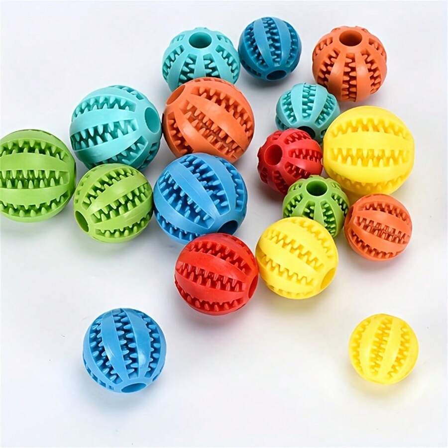 1pc Dog Toy Ball Interactive Rubber Ball Chew Toy For Small Dogs Dental ...