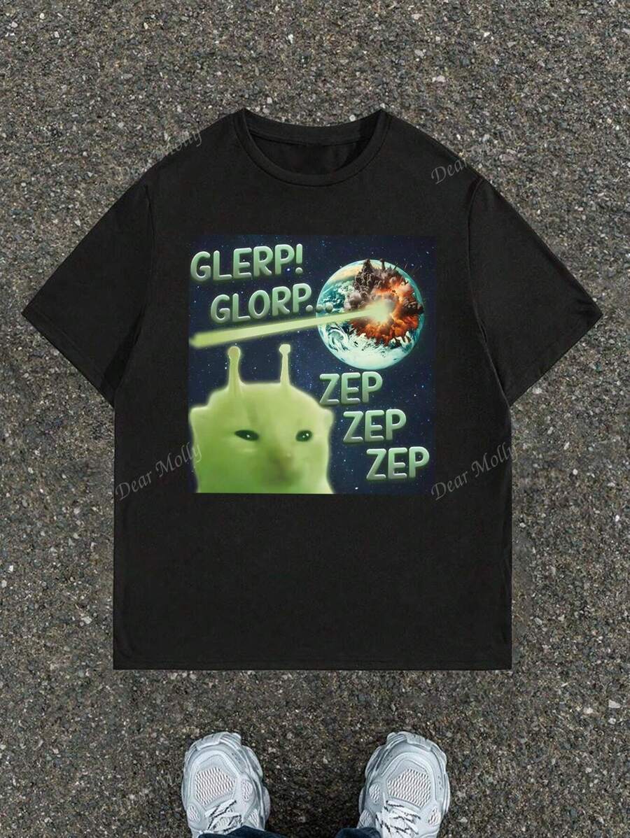 Camiseta Presente com Gato Alienígena Engraçado, Meme de Gato 2025 ...